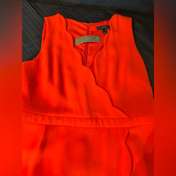 J. Crew | Dresses | J Crew Poppy Orange Sheath Tank Dress Scallop Black ...